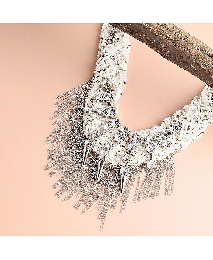 SOHI Women's Silver Plait Chain Drop Statement Necklace - Macy's