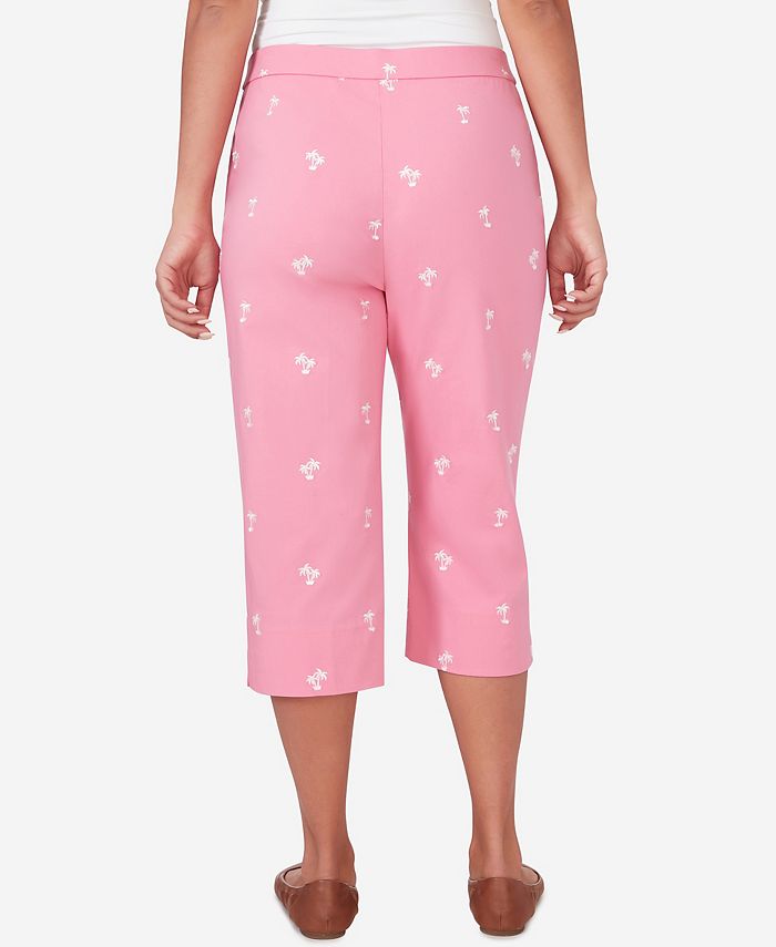 Alfred Dunner Women's Miami Beach Embroidered Palm Tree Clam Digger ...