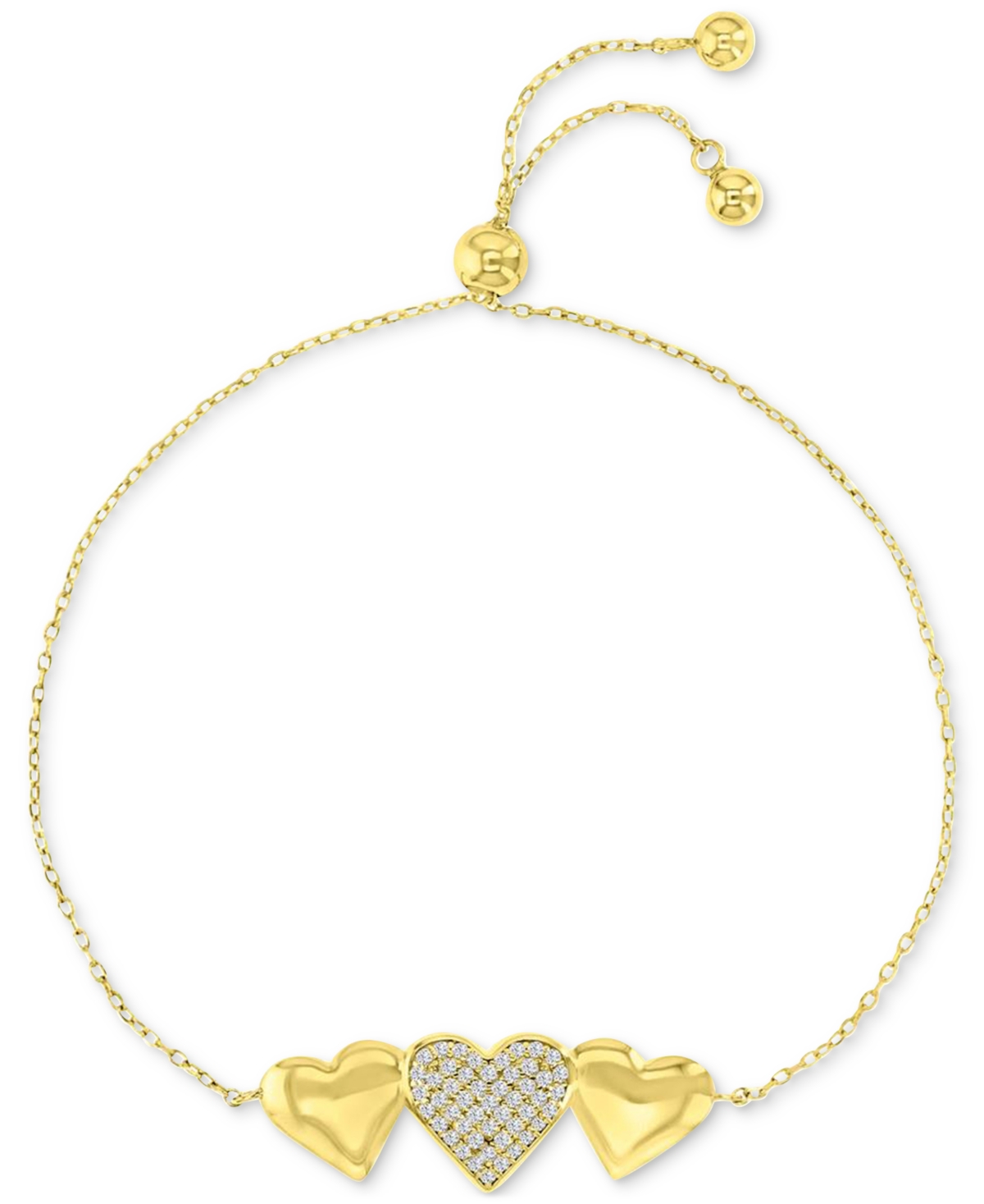Click here for Cubic Zirconia Pave & Polished Triple Heart Chain... prices