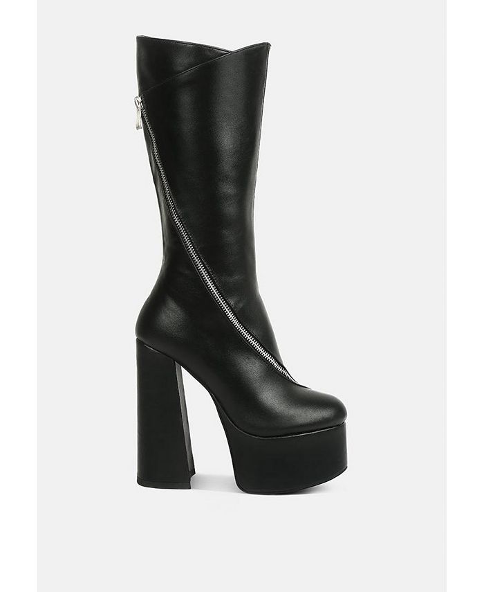 London Rag tzar faux leather high heeled platform calf boots - Macy's