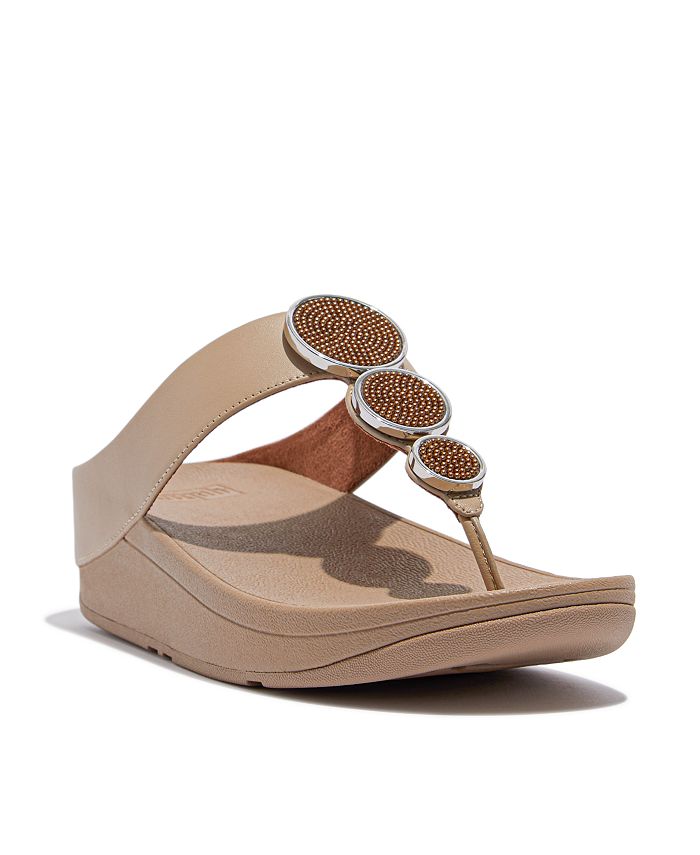 FitFlop Women's Halo Bead-Circle Leather Toe-Post Sandals - Macy's