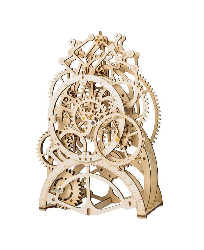 Robotime DIY 3D Wooden Puzzle Mechanical Gear Drive Pendulum Clock - Assembly Model Building Kit ...