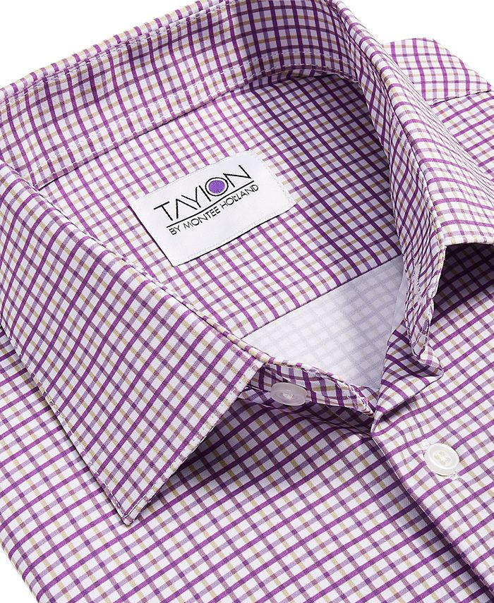 Tayion Collection Men's Slim-Fit Plaid Dress Shirt - Macy's