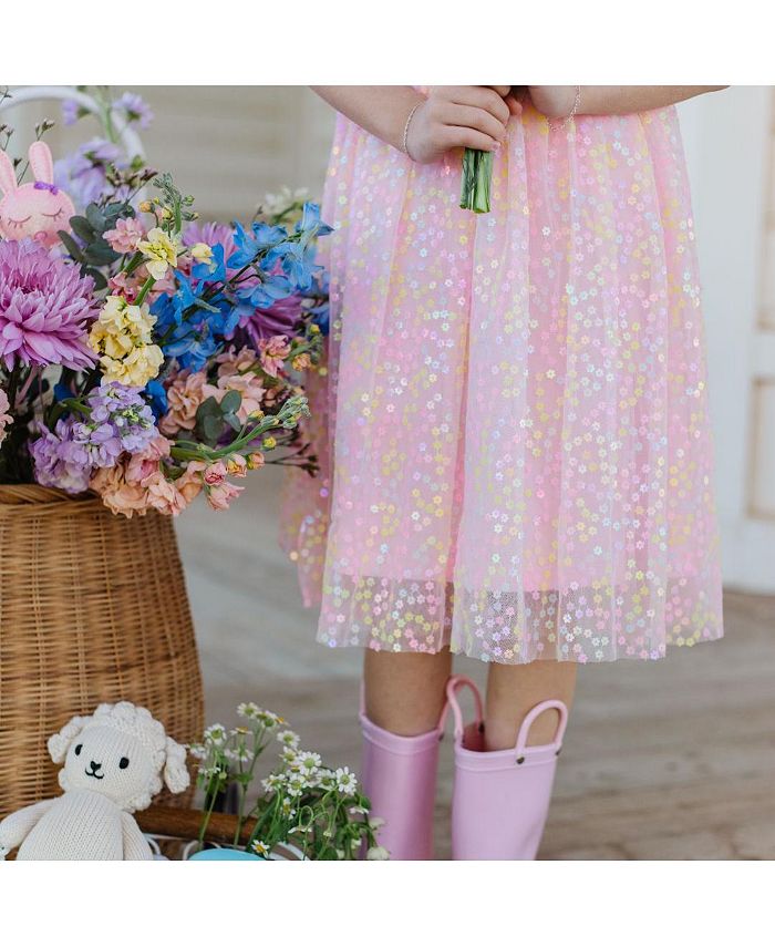 Sweet Wink Little and Big Girls Pink Confetti Flower Tank Tutu Dress ...
