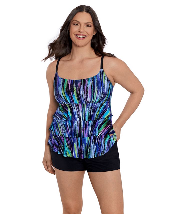 Longitude Women's Super Sleek Ruffle Faux Shortini Swimsuit - Macy's