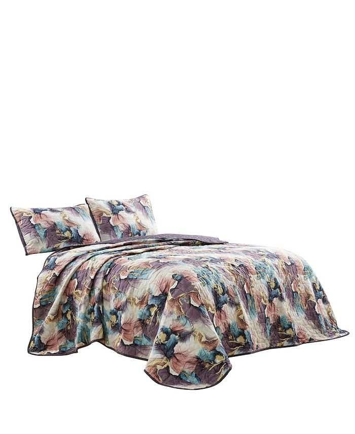 MarCielo 3 Piece Printed Quilt Set Lightweight Bedspread Set Poline ...