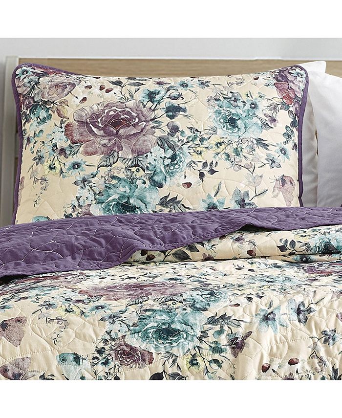 MarCielo 3 Piece Printed Quilt Set Lightweight Bedspread Set Helie ...