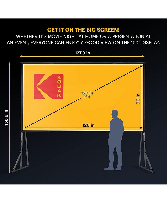 Kodak 150" Projector Screen w/Stand. Fast Fold Front Projection Screen ...