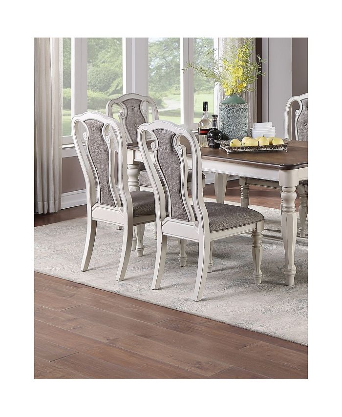 Simplie Fun Set Of 2 Dining Chairs Grey Upholstered Tufted Unique ...