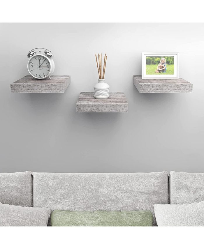 Sorbus Rustic Floating Square Shelves - Rustic White - Macy's