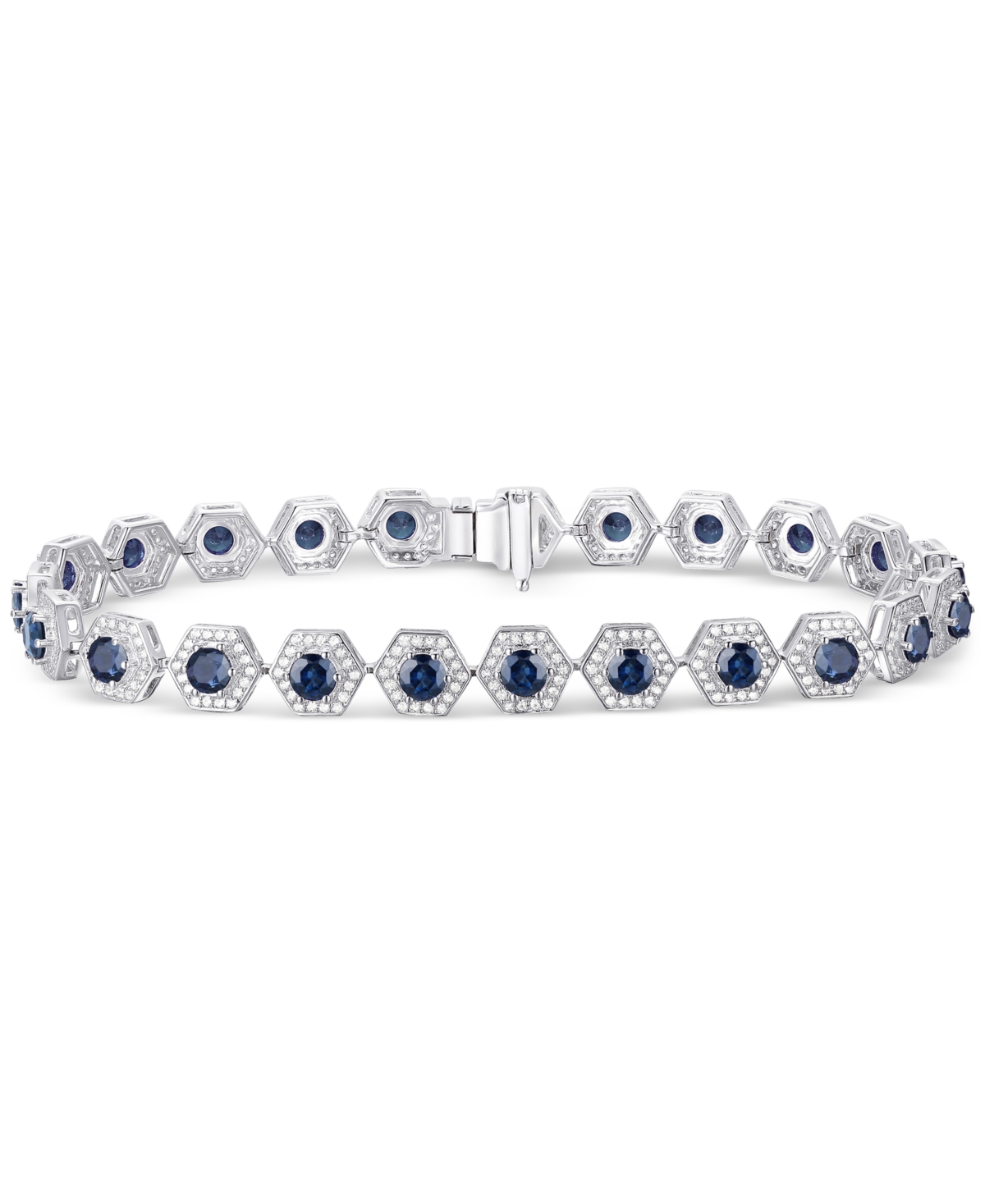 Click here for Gemstone & Diamond Halo Hexagon Flex Bracelet - Sa... prices