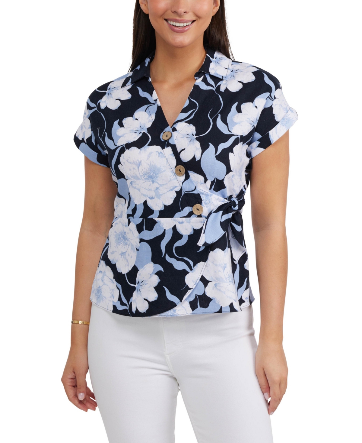 Click here for Ellen Tracy Womens Cross Over Top with Side Tie -... prices
