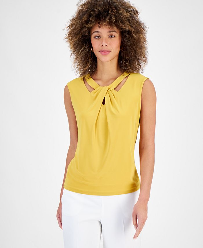 Kasper Women's Twist-Neck Sleeveless Pull-On Blouse - Macy's