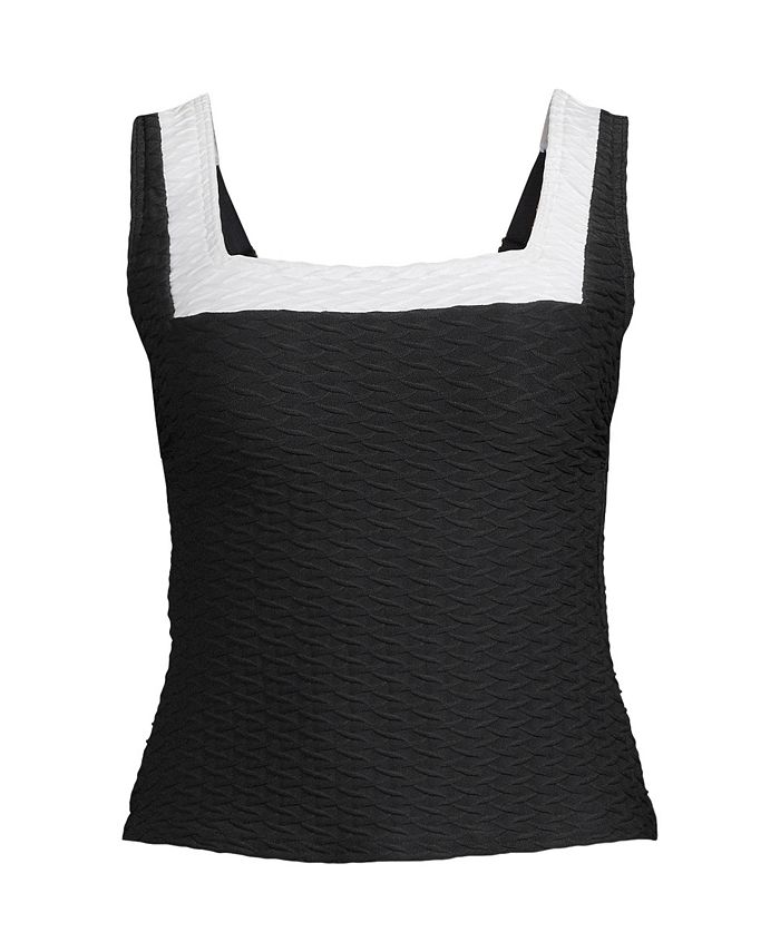 Lands' End Women's Texture Square Neck Tankini Swimsuit Top - Macy's