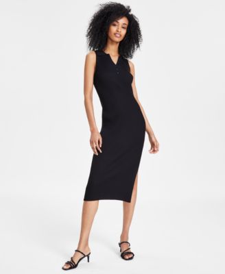 Calvin Klein Jeans Women's Sleeveless Ribbed Polo Midi Dress - Macy's
