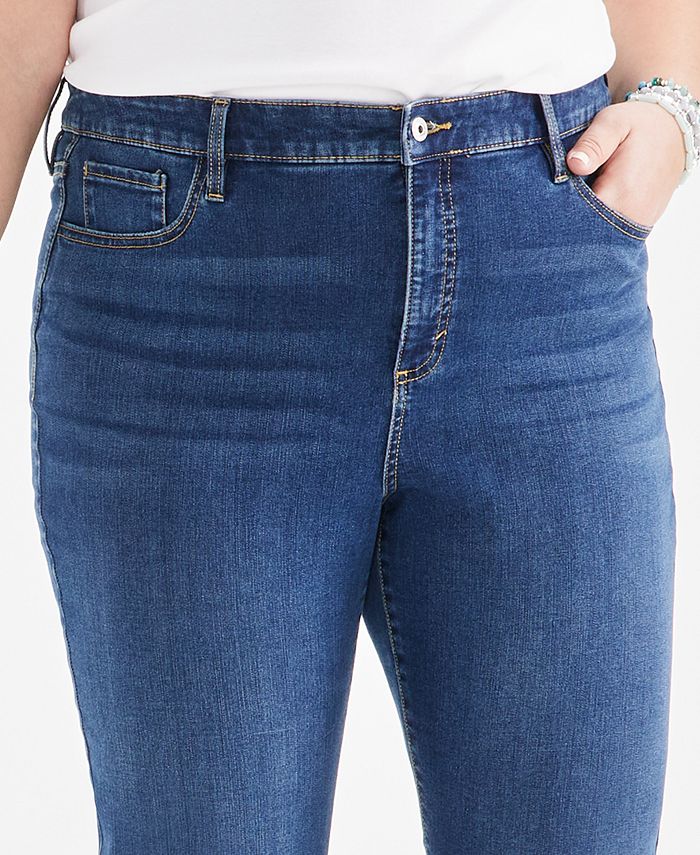 Style & Co Plus Size High-Rise Embroidered Cuffed Capri Jeans, Created ...
