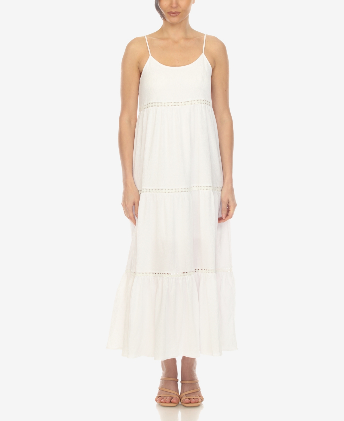 Click here for White Mark Womens Scoop Neck Tiered Maxi Dress - W... prices
