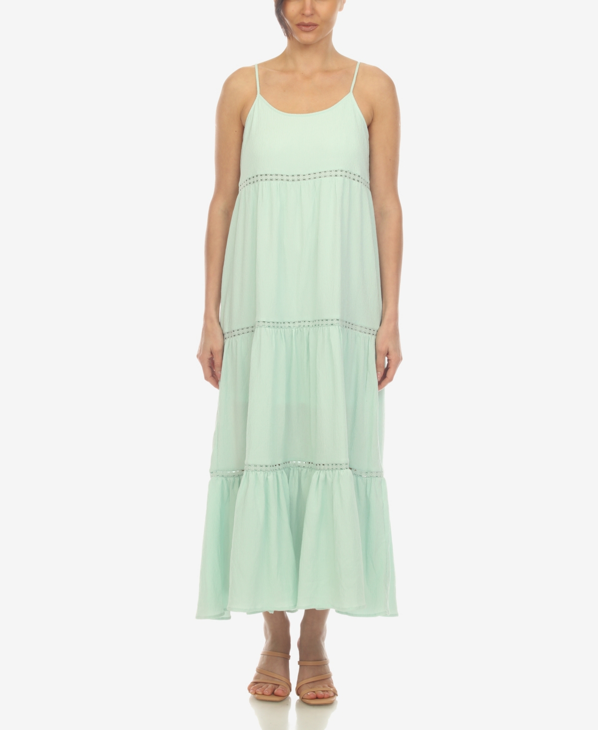 Click here for White Mark Womens Scoop Neck Tiered Maxi Dress - M... prices