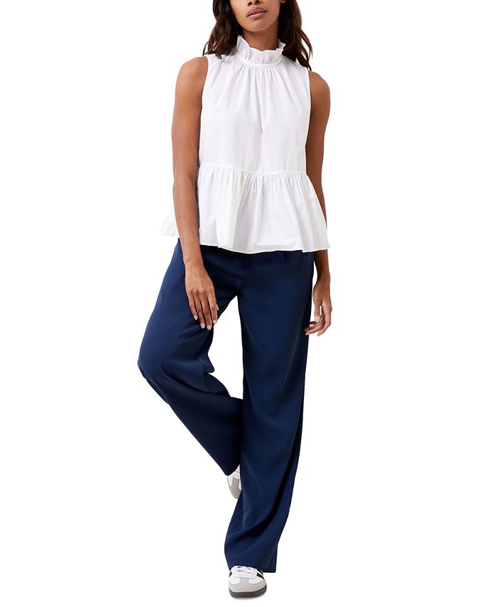 French Connection Women's Rhodes Cotton Poplin Ruffled Top - Macy's