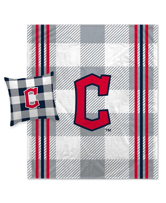 Pegasus Home Fashions Cleveland Guardians Gray Plaid Stripes Blanket ...