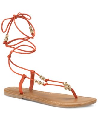 Sun + Stone Women's Ramseyy Beaded Lace Up Flat Sandals, Created for ...
