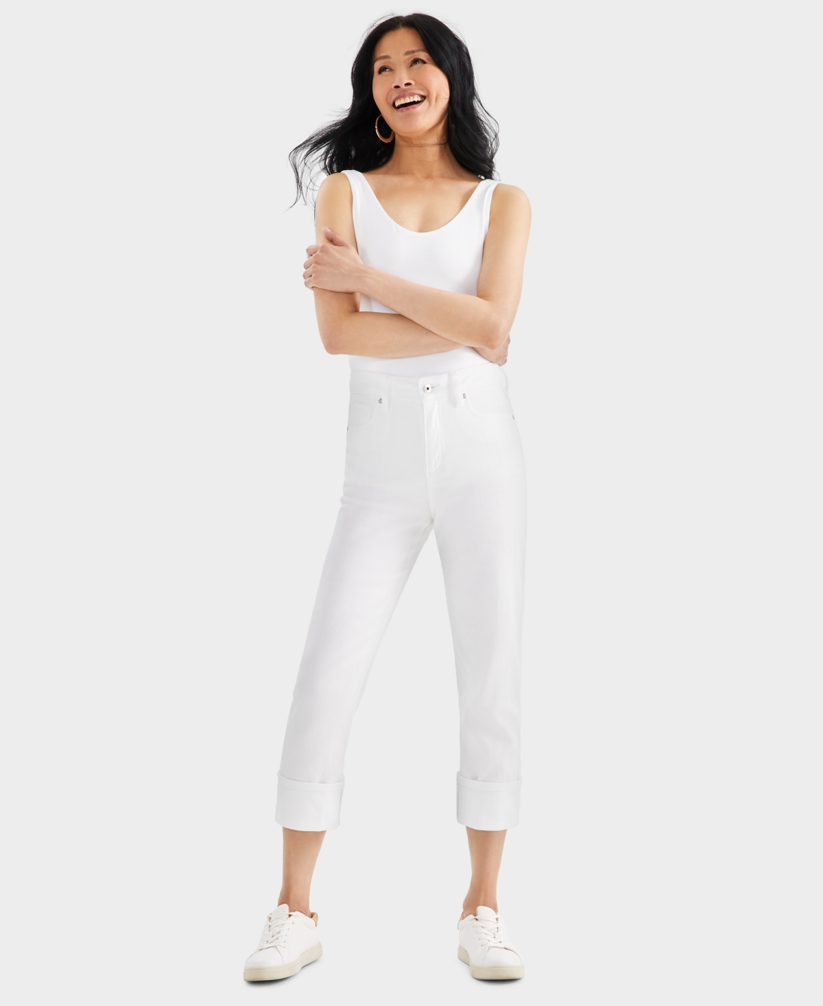 Click here for Style & Co Petite High-Rise High-Cuff Capri Jeans... prices
