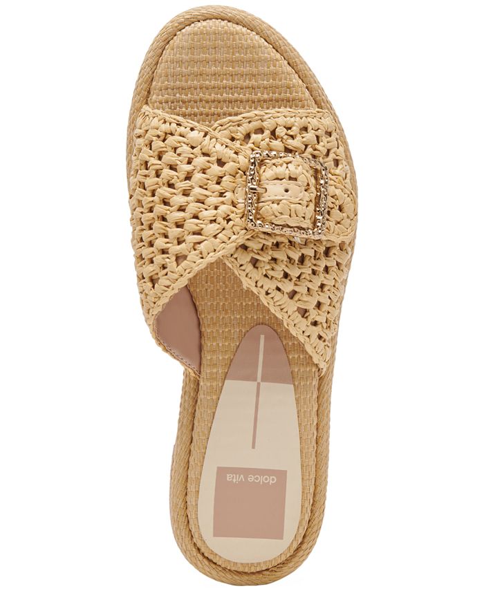 Dolce Vita Women's Alanzo Raffia Buckle Slide Flat Sandals - Macy's