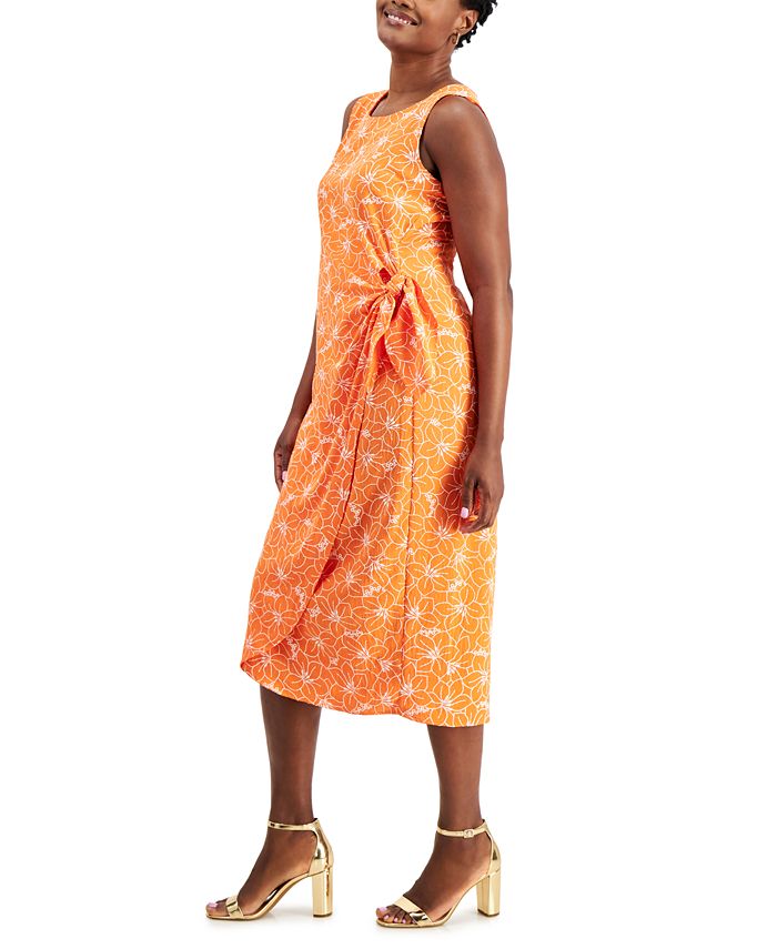 Robbie Bee Women's Printed Faux-Wrap Midi Dress - Macy's