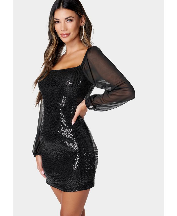 Bebe Women's Disco Dot Square Neck Dress - Macy's