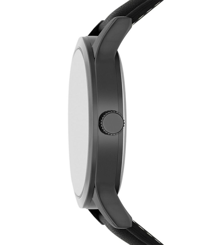 Folio Men's Three Hand Black Polyurethane Watch 45mm - Macy's