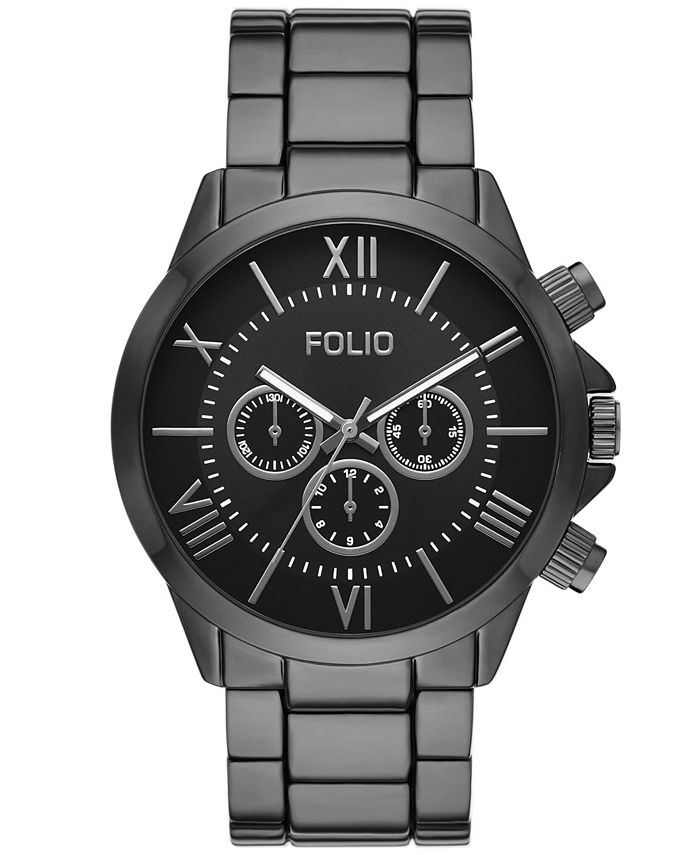 Folio Men's Three Hand Gunmetal Alloy Watch 46mm - Macy's