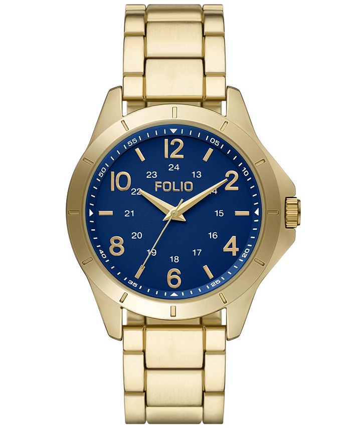 Folio Men's Three Hand Gold-Tone Alloy Watch 42mm - Macy's