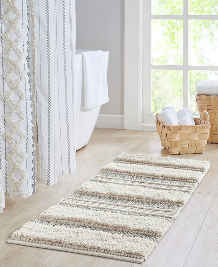 INK+IVY Asher Woven Texture Stripe Bath Rug, 22" X 58" - Macy's