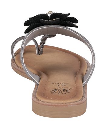 GC Shoes Women's Blossom Flower Embellished Toe Ring Flat Sandals - Macy's