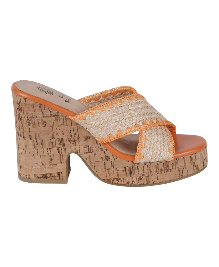 GC Shoes Women's Elsa Woven Cork Heel Platform Sandals - Macy's