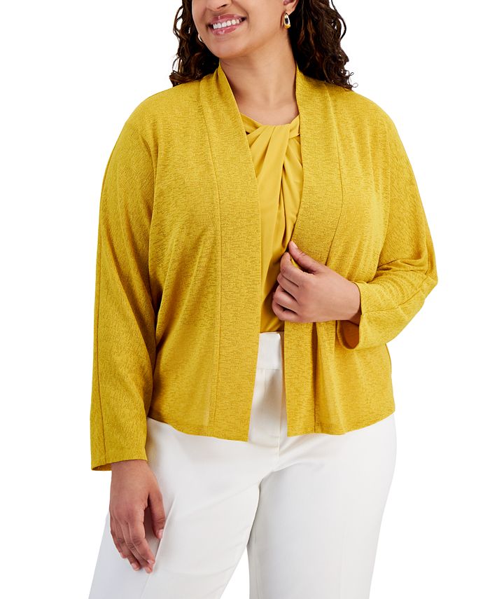 Kasper Plus Size Collarless Open-Front Jacket - Macy's