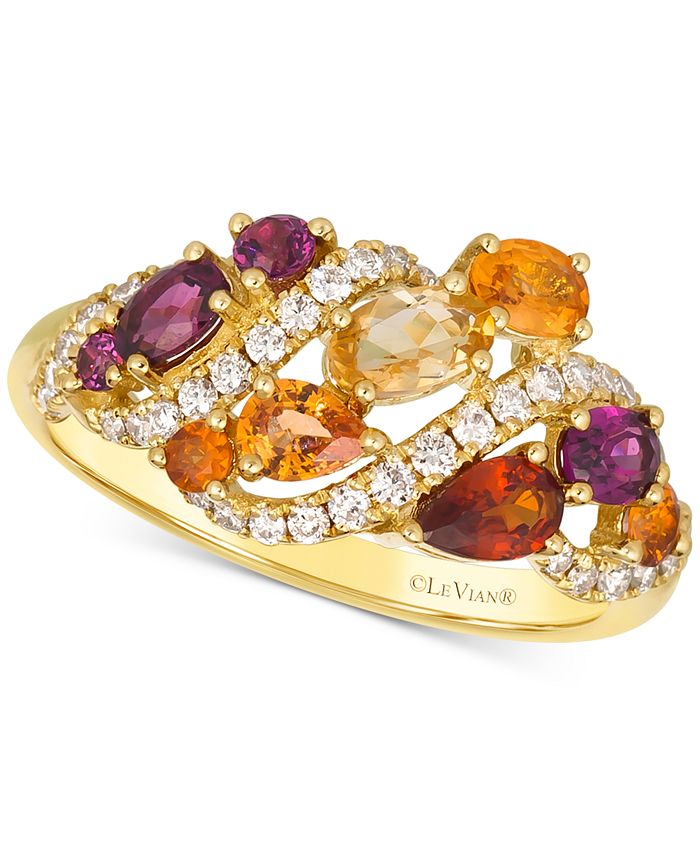 Le Vian Multi-Gemstone (1-1/2 ct. t.w.) & Vanilla Diamond Ring (1/3 ct. t.w.) in 14k Gold - Macy's