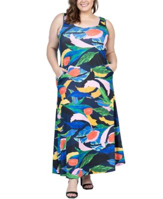 24seven Comfort Apparel Plus Size Sleeveless Maxi Dress with Pockets ...