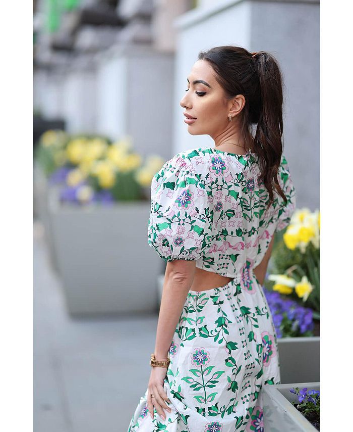 Jessie Zhao New York Danielle Green Garden Midi Dress - Macy's