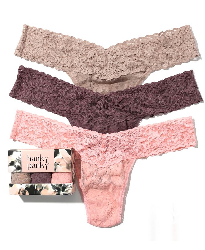 Hanky Panky Signature Lace Low Rise Thong 3Pack - Macy's