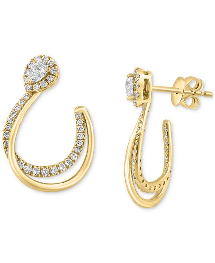 EFFY Collection EFFY® Diamond Pear & Round Double Hoop Earrings (3/4 ct ...