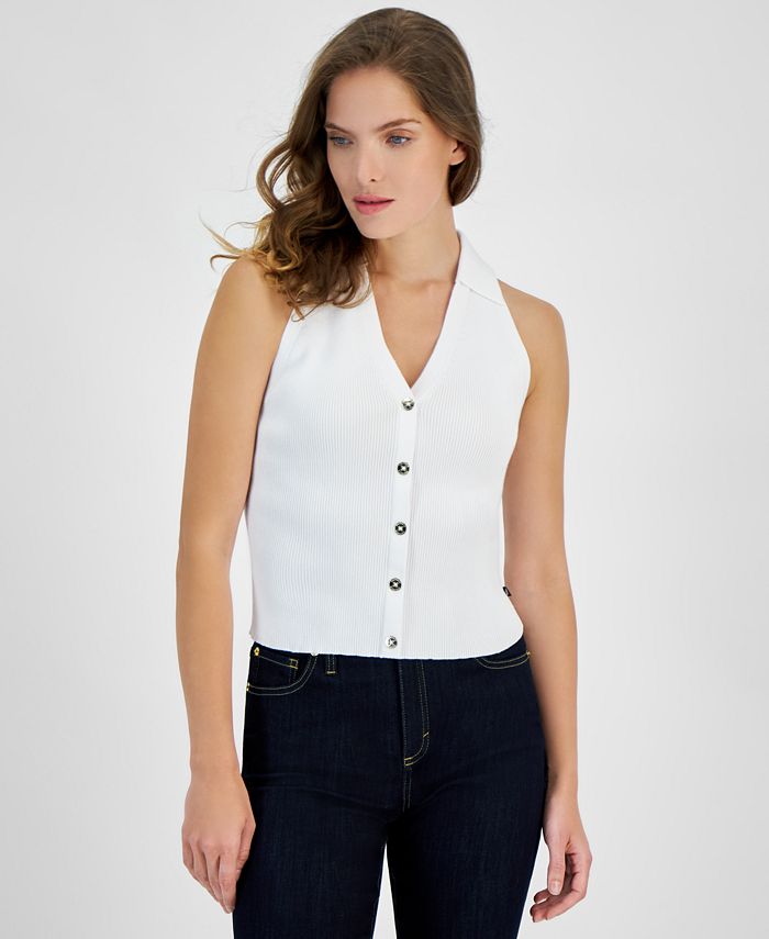 Nautica Jeans Women's Cotton Button-Front Sleeveless Sweater - Macy's