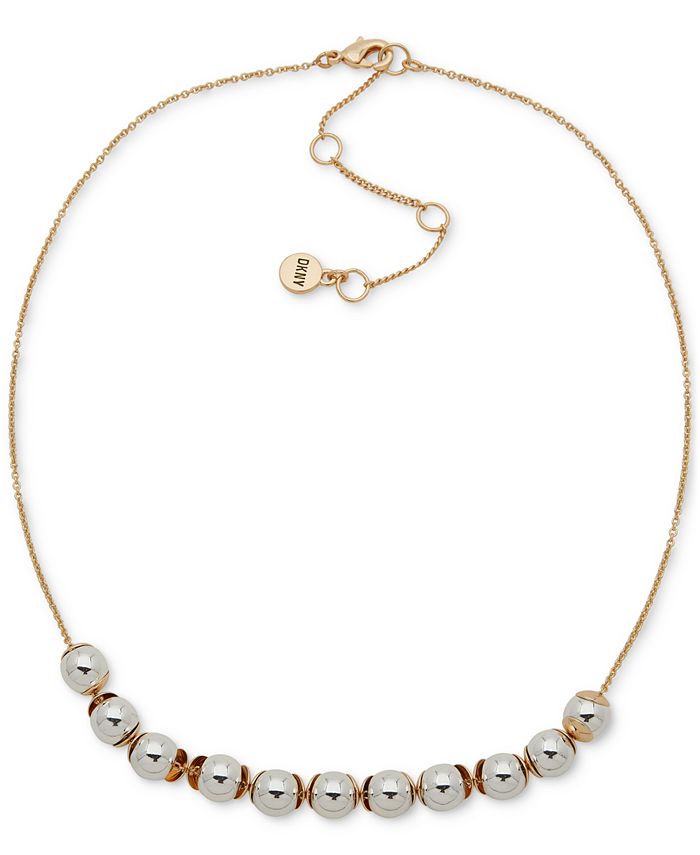 DKNY Two-Tone Bead Statement Necklace, 16" + 3" extender - Macy's