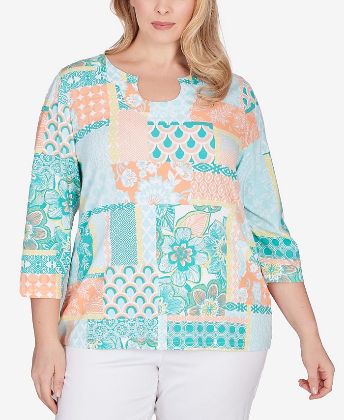 Ruby Rd. Plus Size Knit Patchwork Top - Macy's