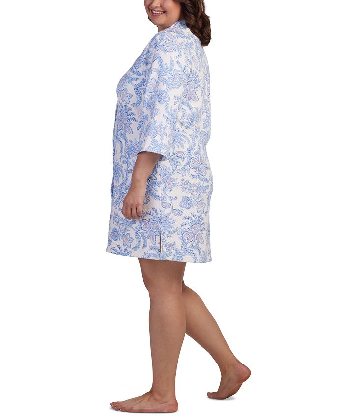 Miss Elaine Plus Size Quilted Floral Snap-Front Robe - Macy's