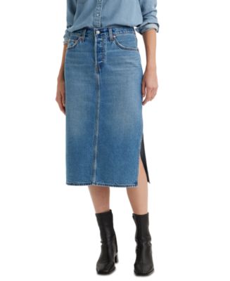 Levi's® Women's Side-Slit Denim Midi Skirt - Macy's