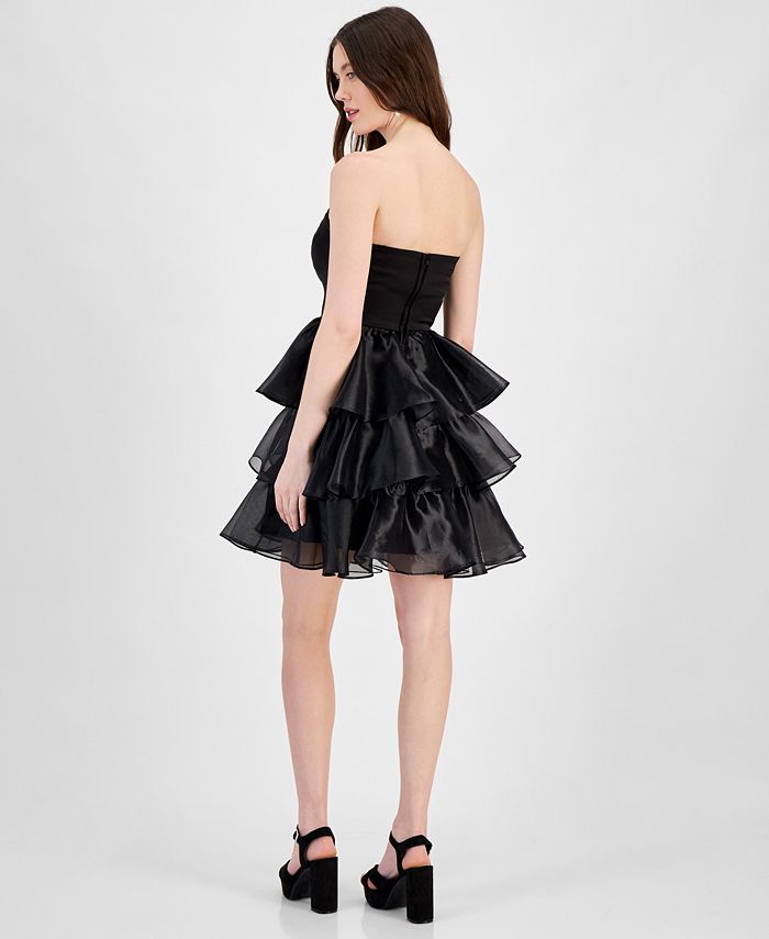 City Studios Juniors' Strapless Organza-Ruffle Mini Dress - Macy's