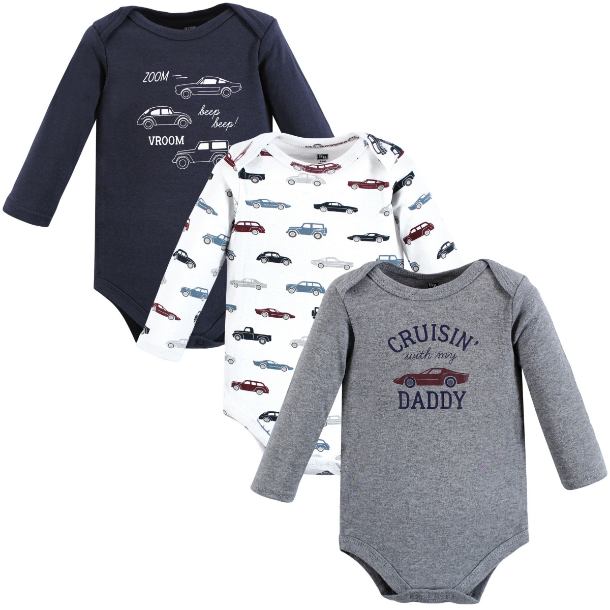 Click here for Hudson Baby Cotton Long-Sleeve Bodysuit 3Pk - Cars prices