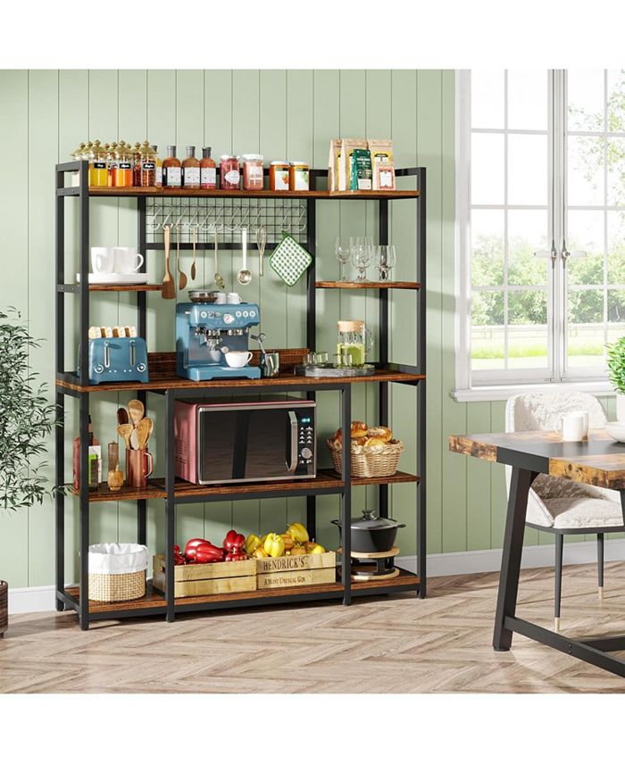 Tribesigns Large Bakers Rack, 55" Wide Kitchen Hutch Cabinet Microwave ...