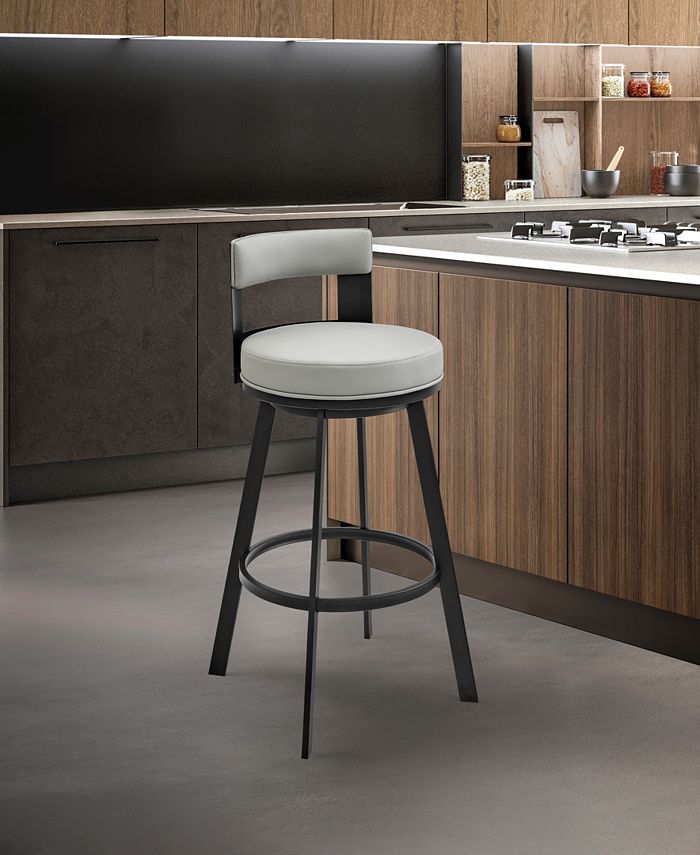 Armen Living Flynn 26" Swivel Counter Stool in Metal with Light Faux ...